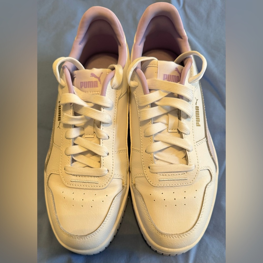 Puma Women’s Tennis Shoe White Trimmed In Light Purpl… - Gem